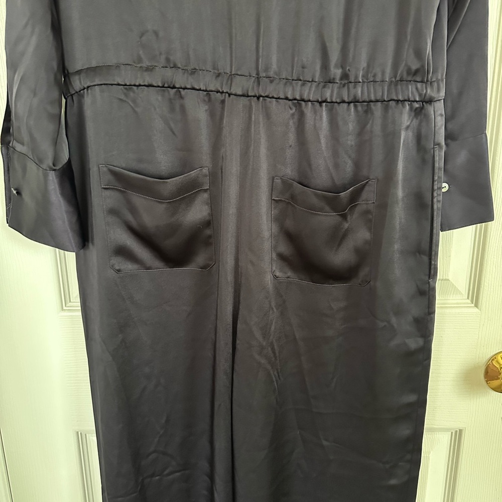 Theory Ink Satin Sheen Long-Sleeve Work Jumpsuit In B… - Gem